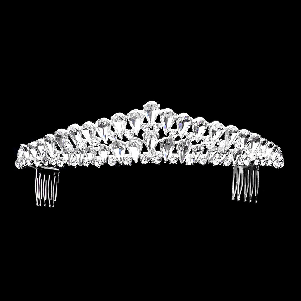 Crystal Teardrop Cluster Pageant Queen Tiara