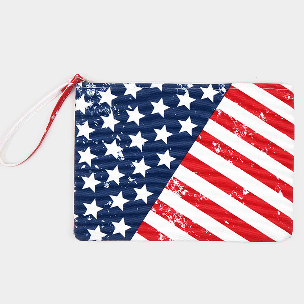 American Flag Pattern Pouch Clutch Bag
