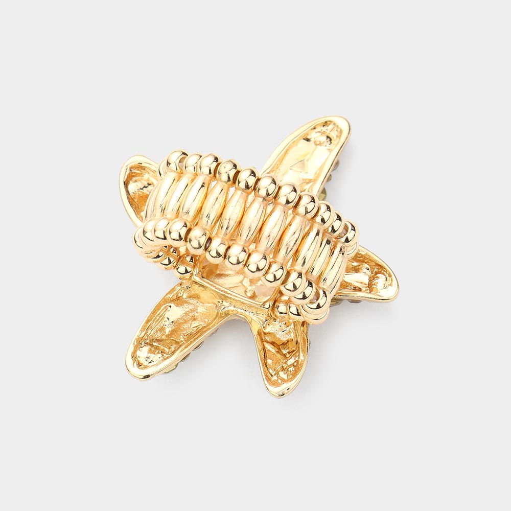 Bubble Stone Embellished Metal Starfish Stretch Ring