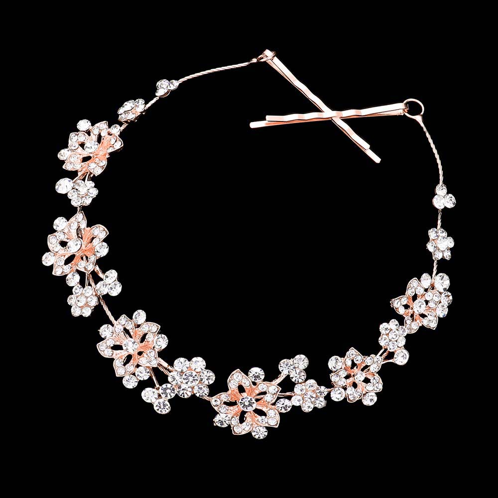 Stone Embellished Flower Cluster Vine Bun Wrap Headpiece