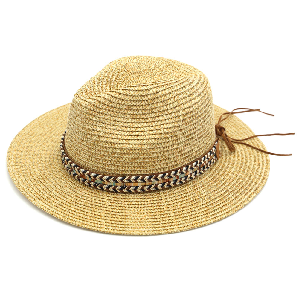 Multi Color Braided Band Straw Panama Sun Hat