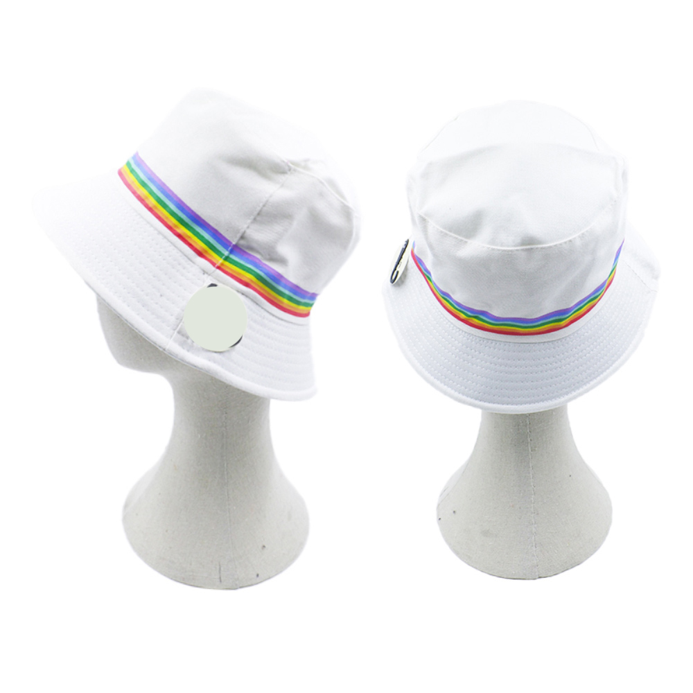 Reversible Rainbow Color Block Accented Bucket Hat