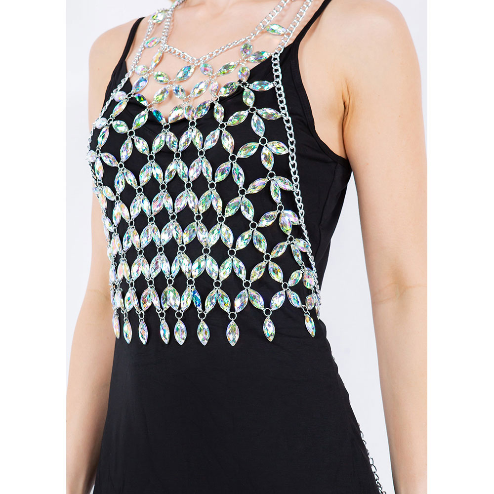 Marquise Stone Cluster Vine Body Chain Bralette