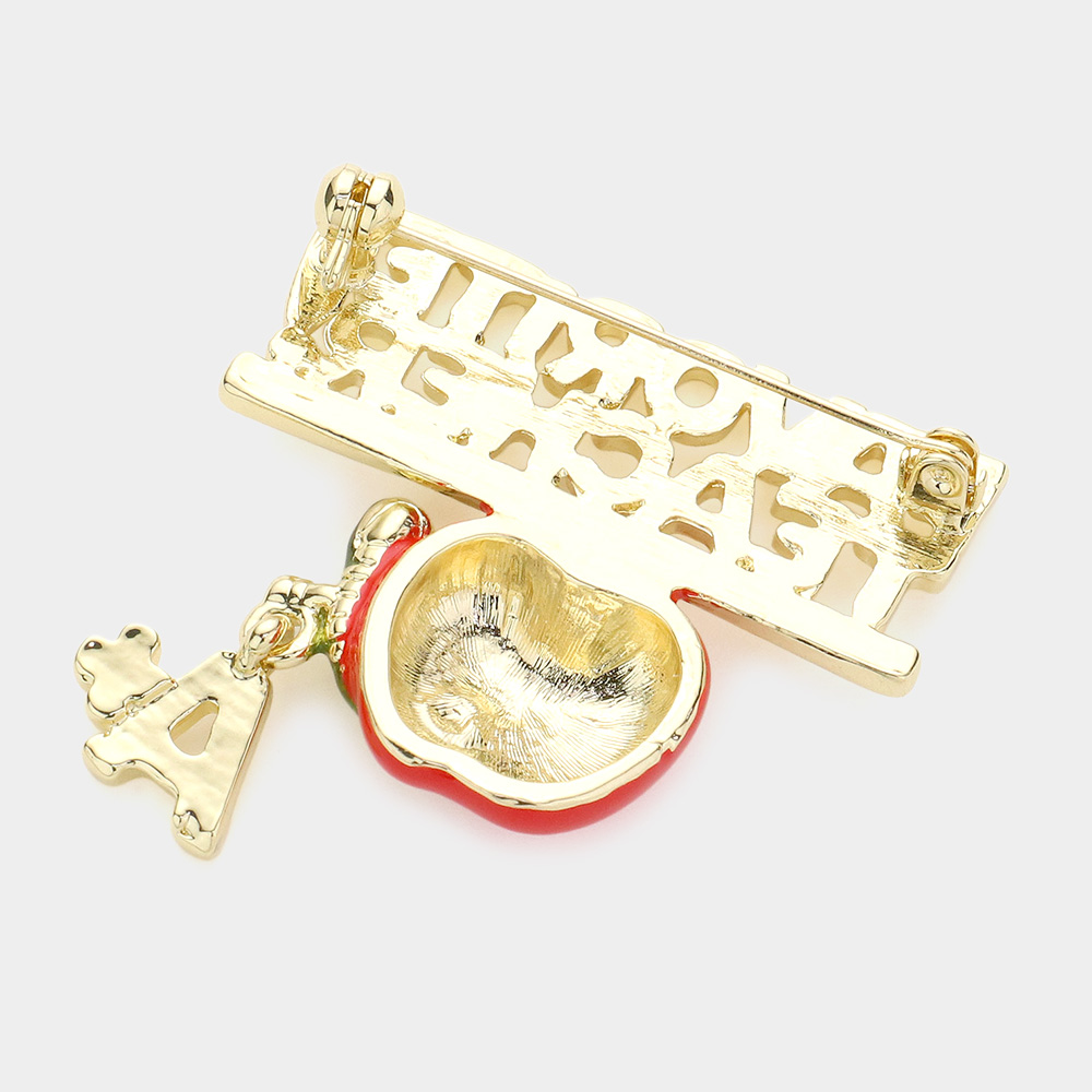 Favorite Teacher Message Enamel Apple A+ Pin Brooch