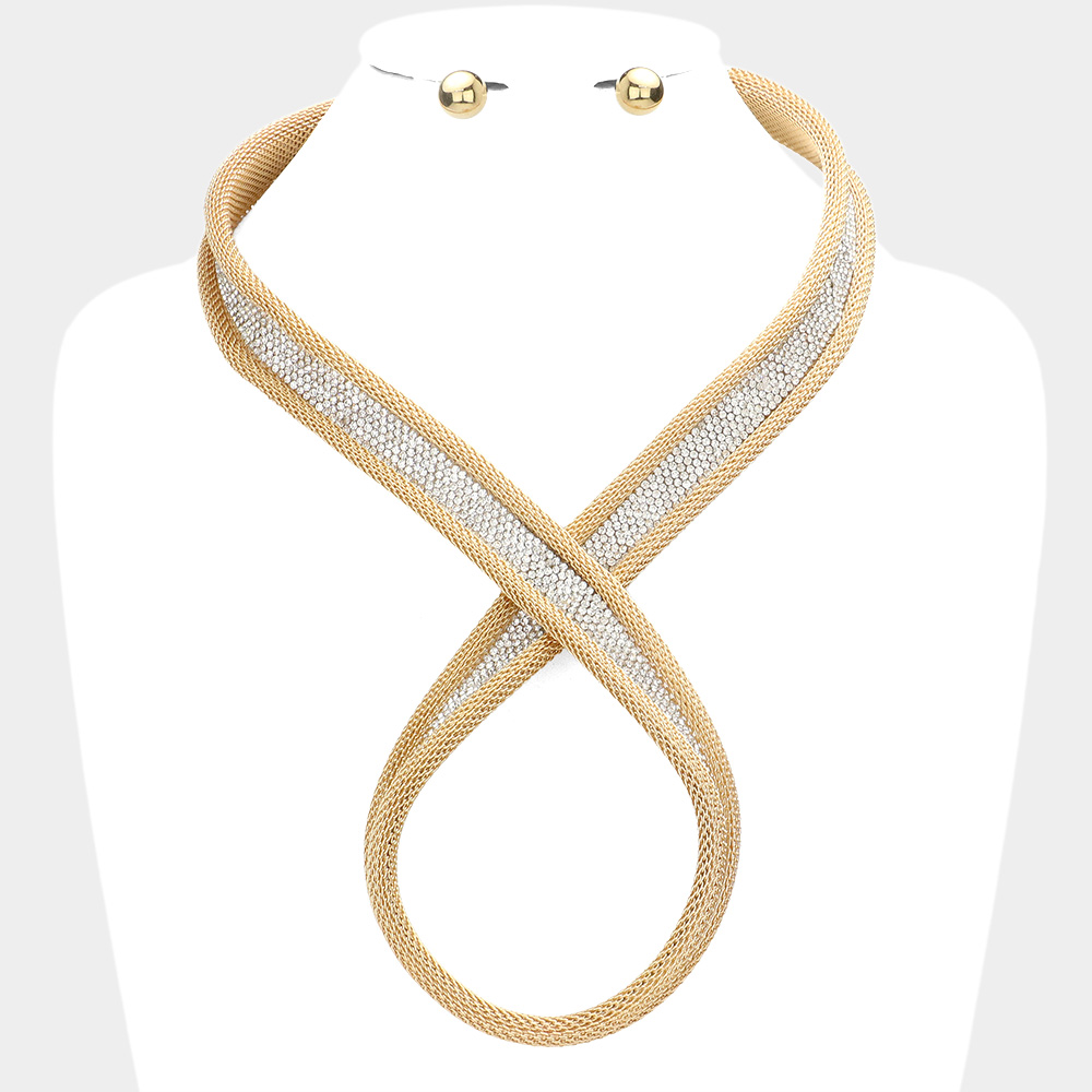 Rhinestone Embellished Infinity Necklace