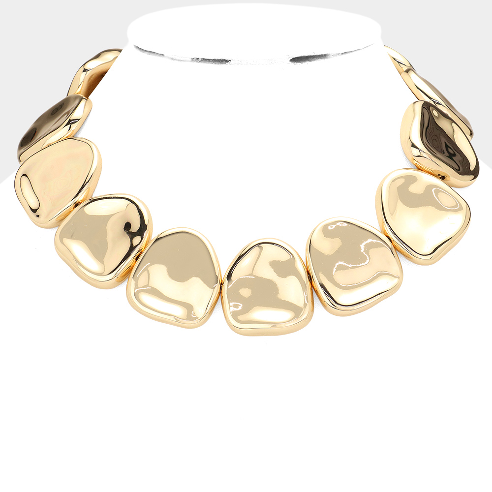 Metal Pebble Link Necklace