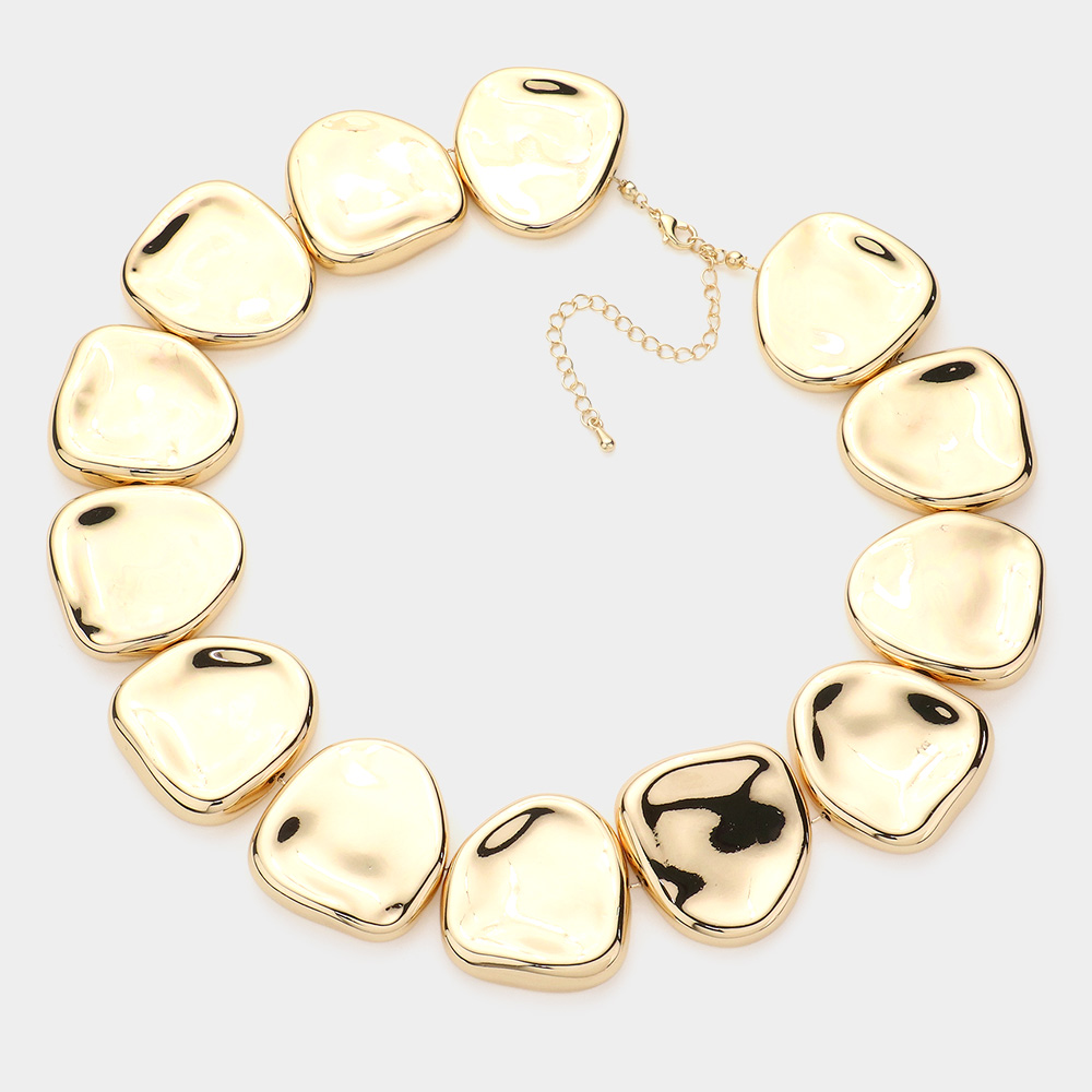 Metal Pebble Link Necklace