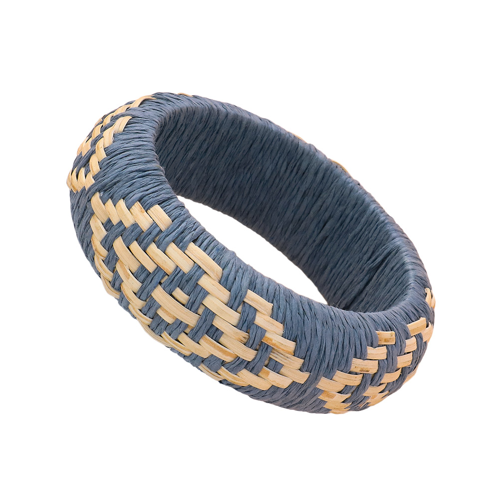 Raffia Weave Abstract Pattern Bangle Bracelet
