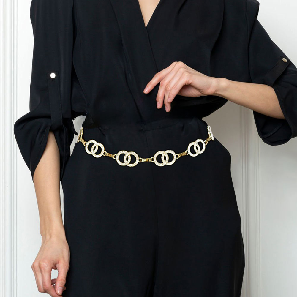 Rhinestone Paved Double Circle Belt