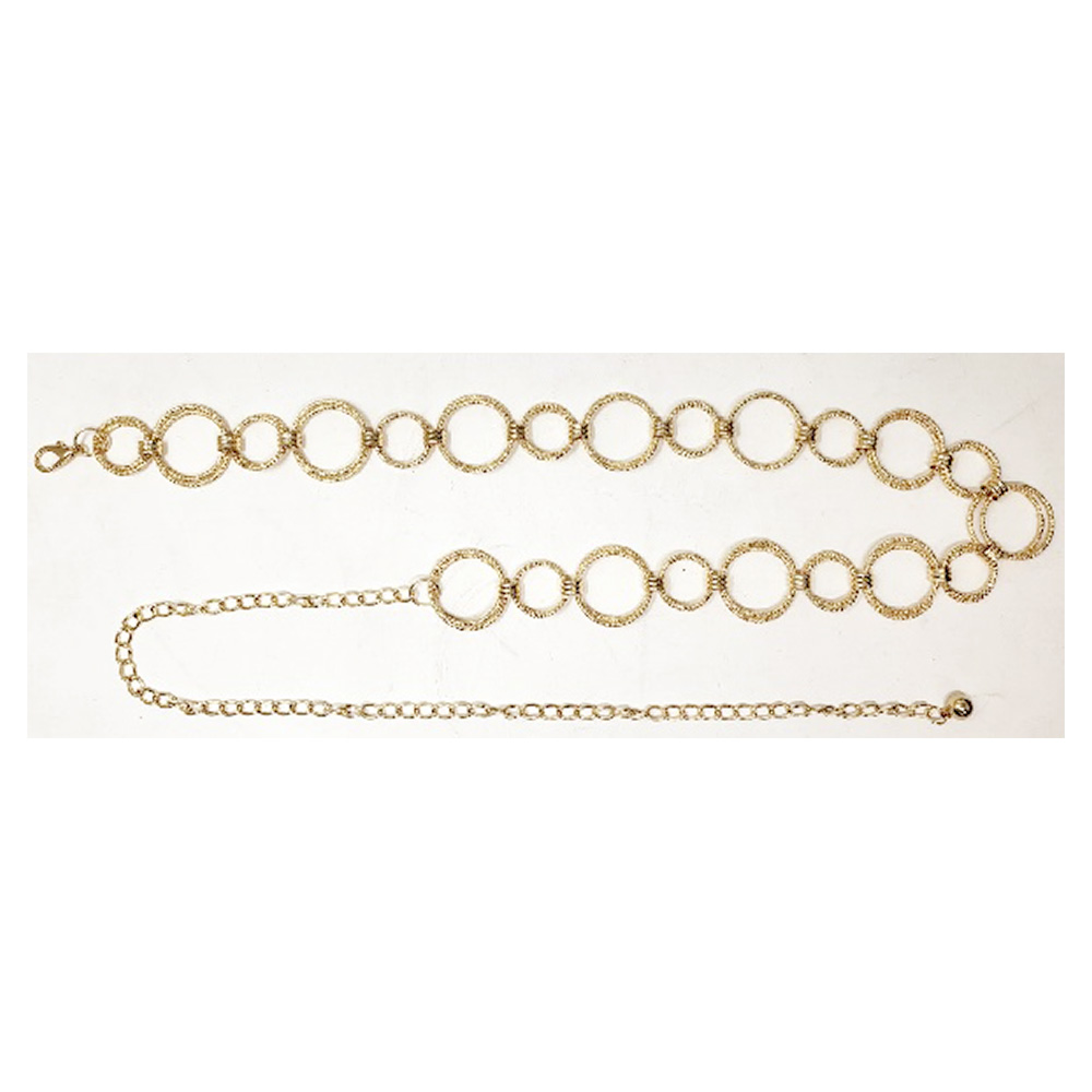 Textured Metal O Ring Link Double Layered Chain Belt