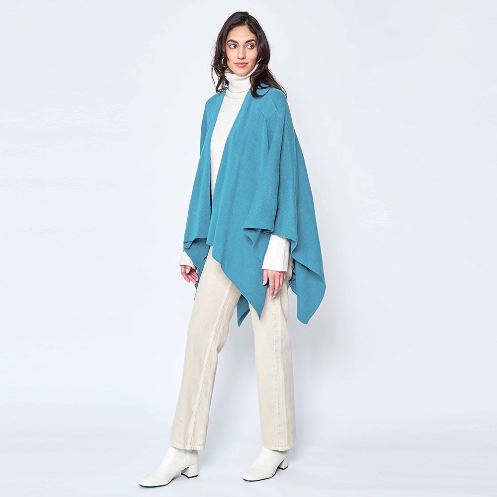 Shoulder Strap Solid Ruana Poncho