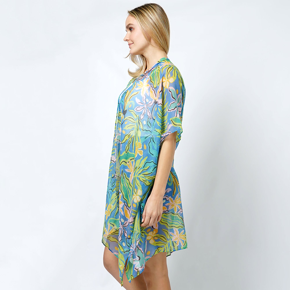 Tropical Print Kimono Poncho