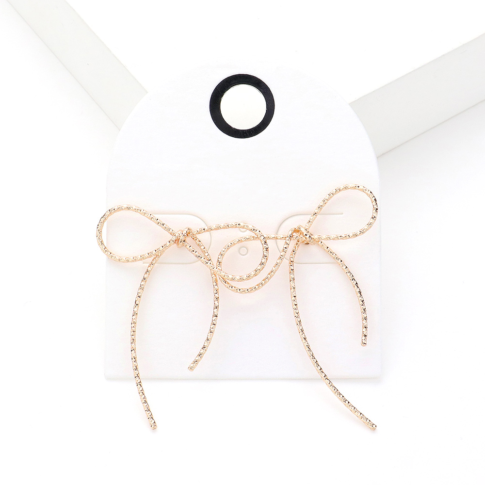 SECRET BOX_Textured Metal Wire Bow Earrings