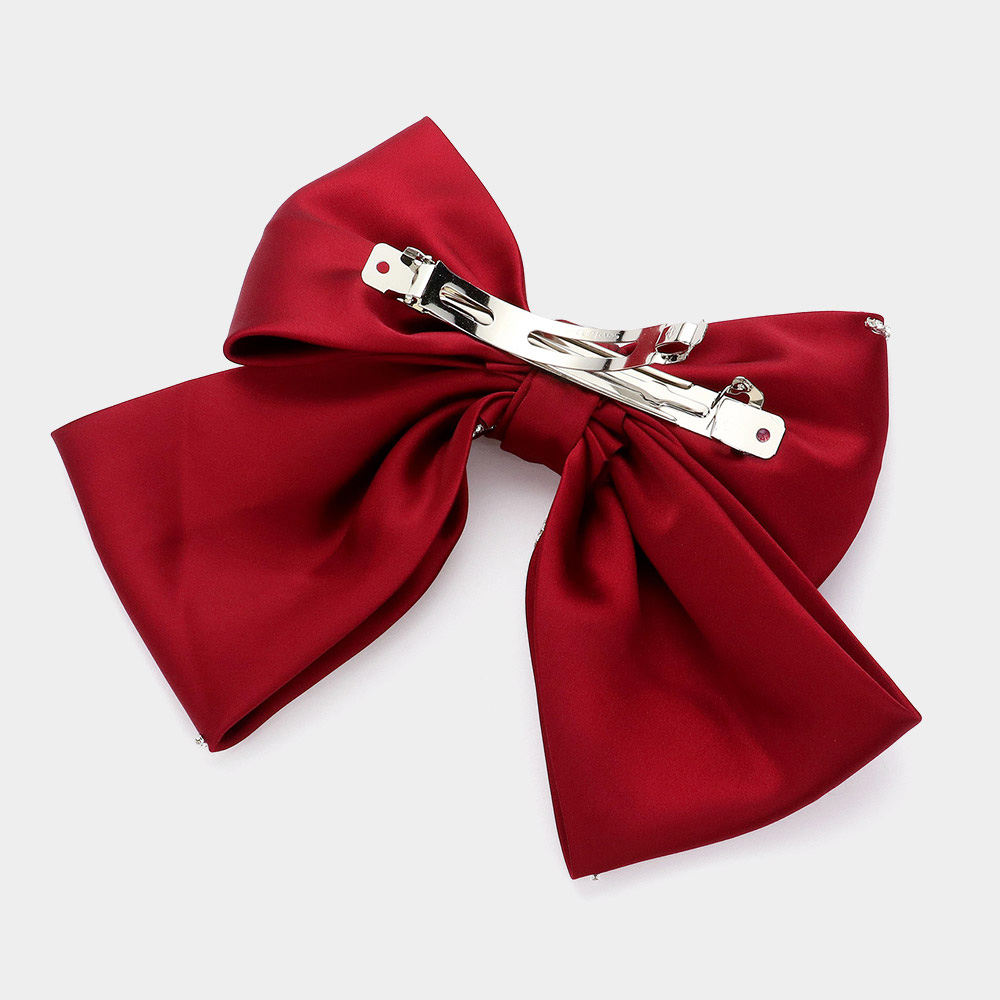 Crystal Rhinestone Edge Pointed Bow Barrette