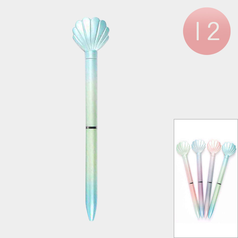 12PCS - Ombre Seashell Tip Ball Pens