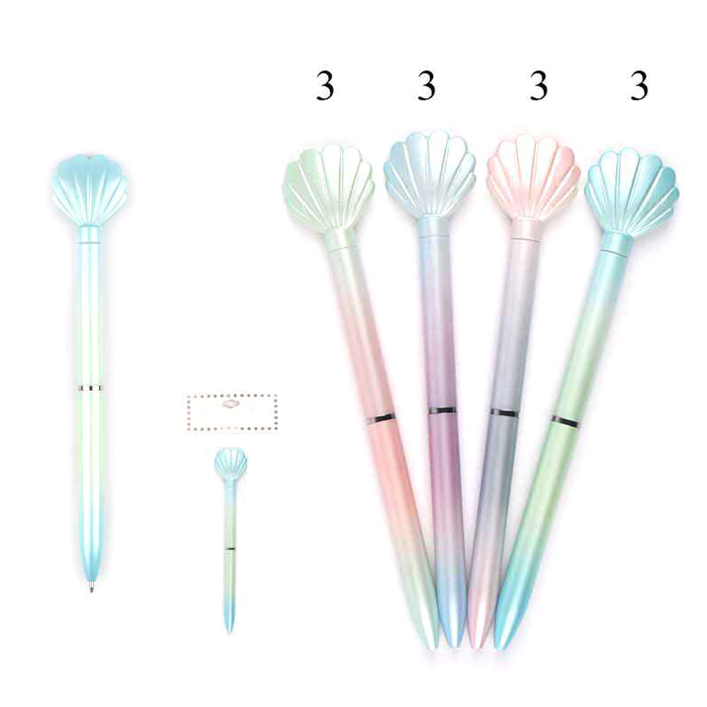 12PCS - Ombre Seashell Tip Ball Pens