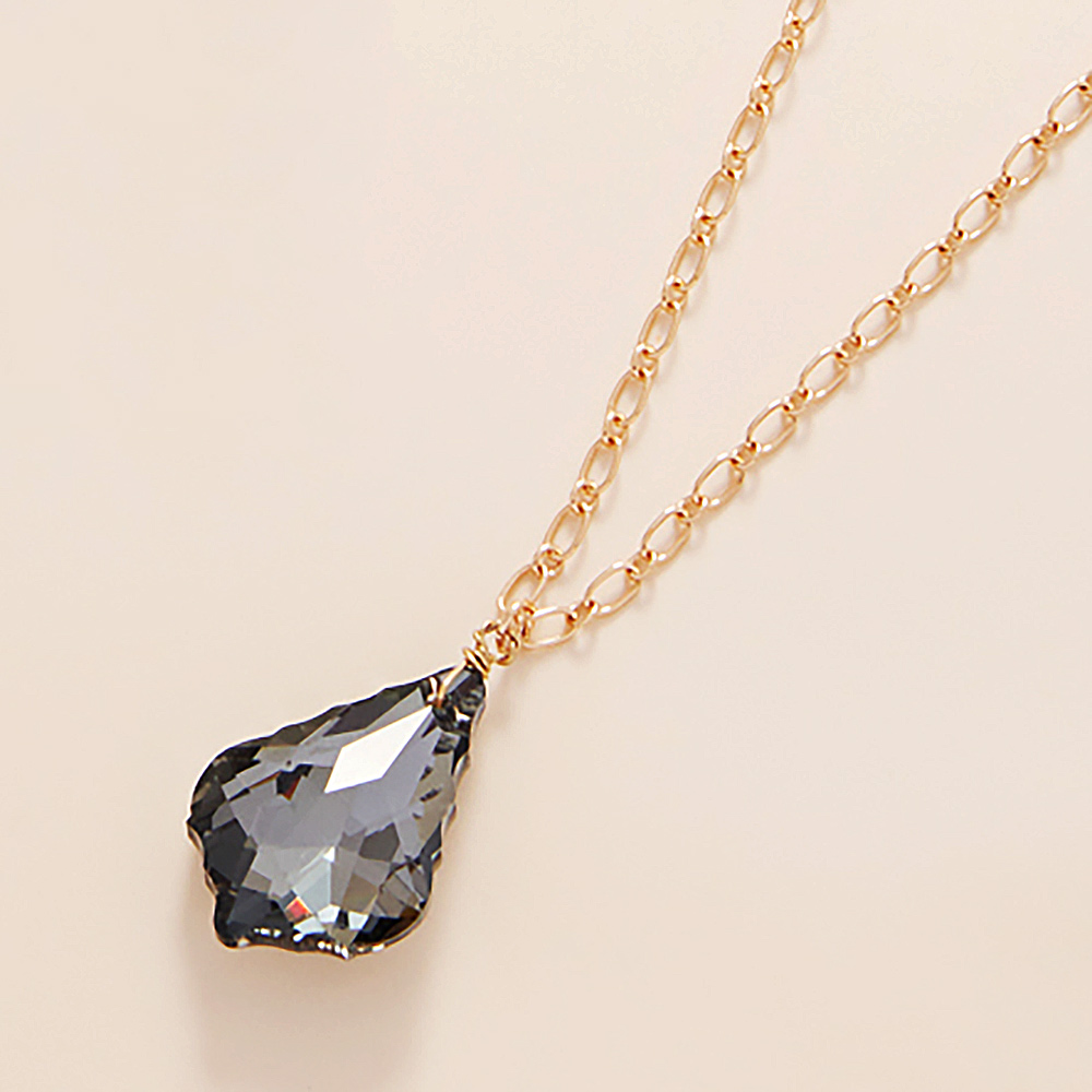 Crystal Teardrop Stone Pendant Necklace