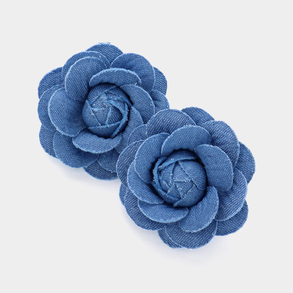 Denim Rose Earrings