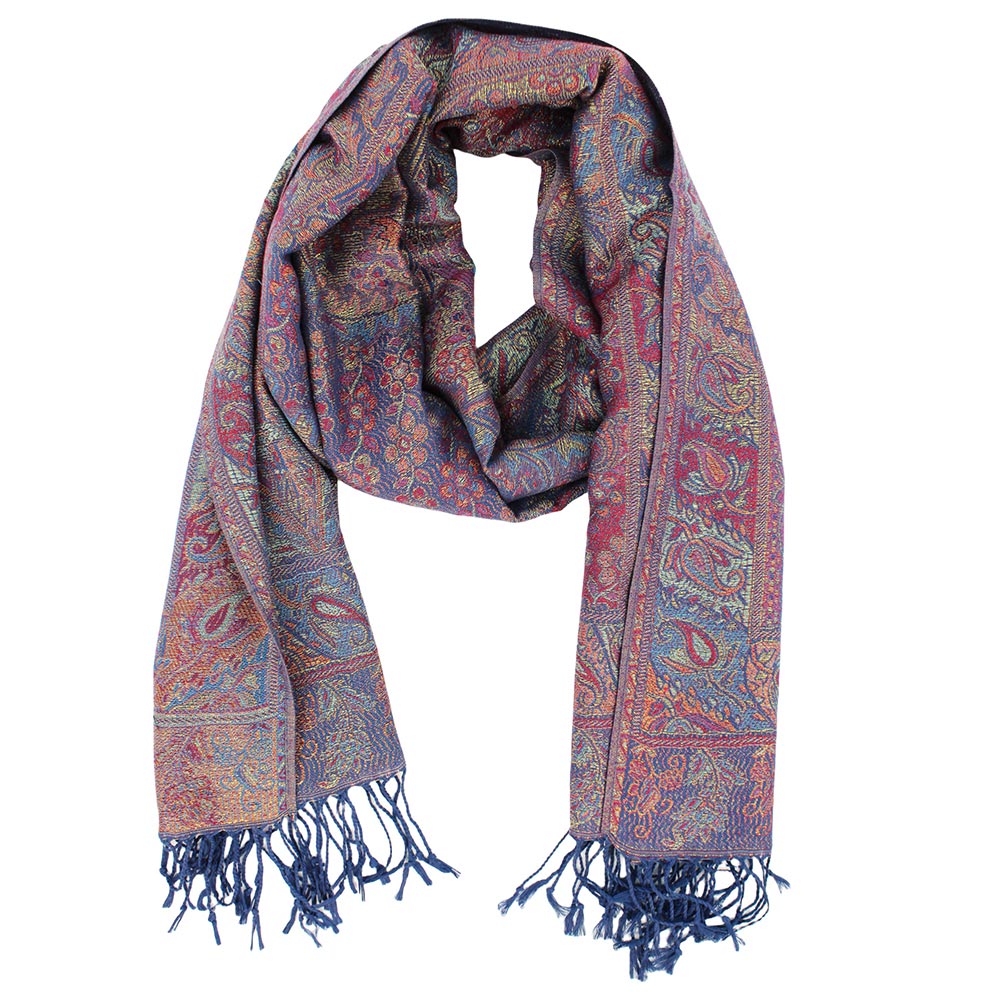 Metallic Paisley Printed Pashmina Scarf Shawl