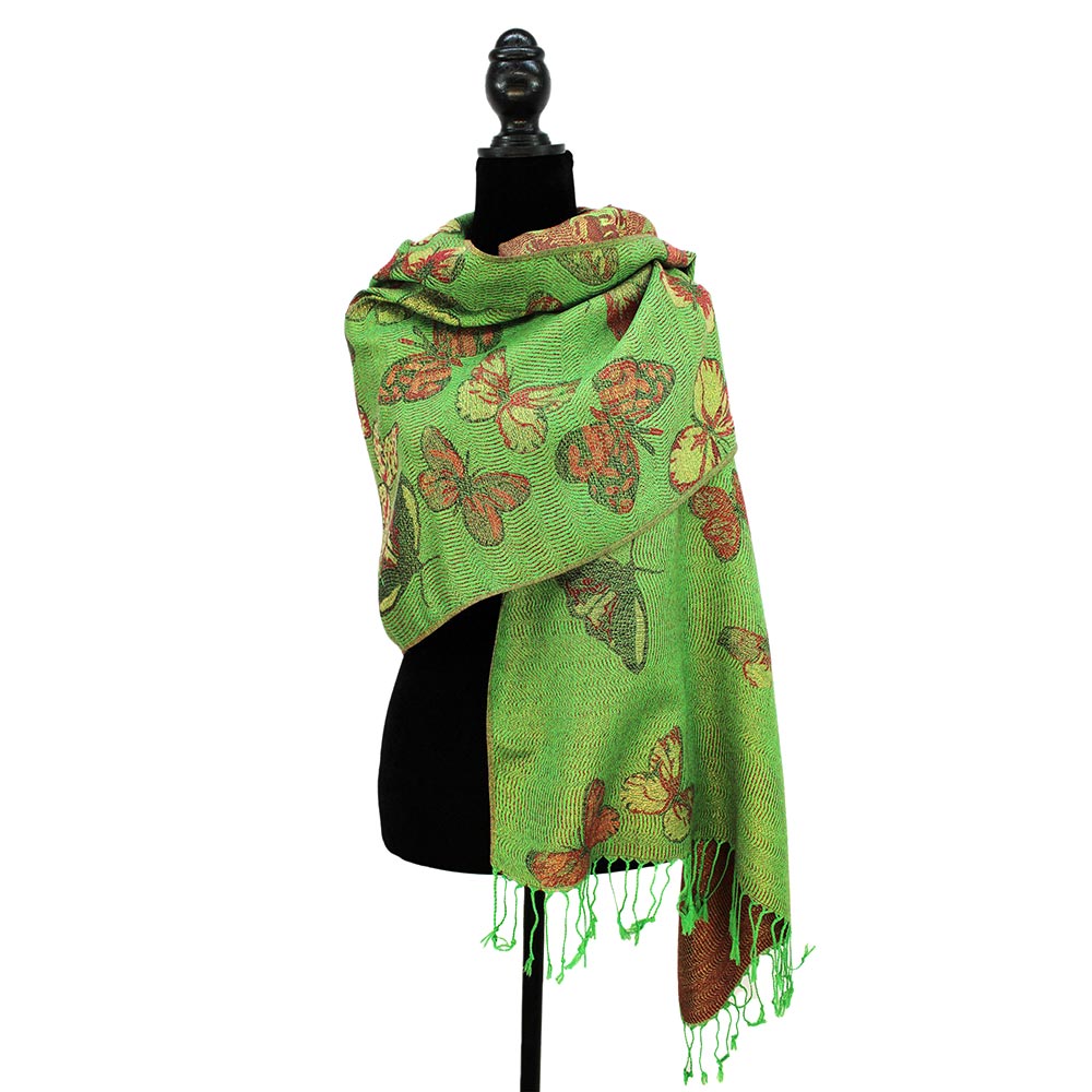 Metallic Butterfly Printed Pashmina Scarf Shawl