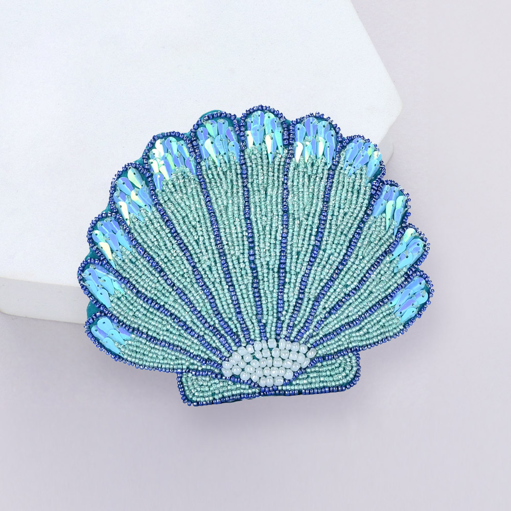 Sea Shell Sequin Seed Beaded Mini Pouch Bag