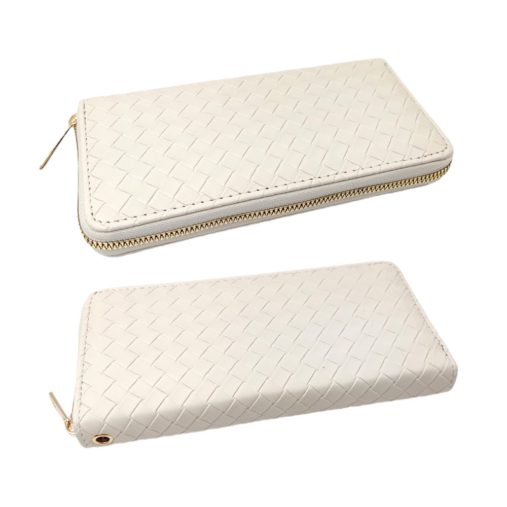 Faux Leather Basket Weave Wallet with Wristlet