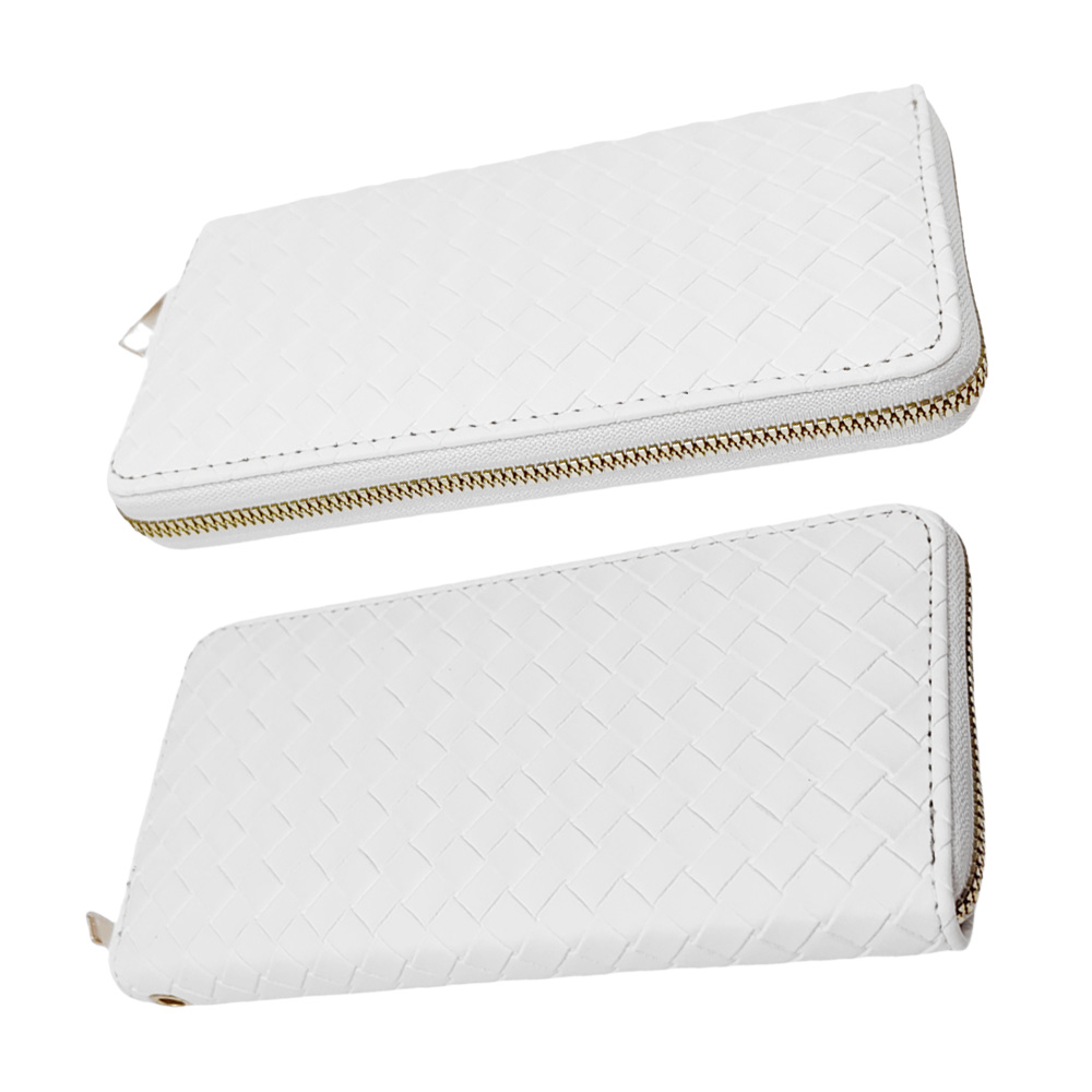 Faux Leather Basket Weave Wallet with Wristlet
