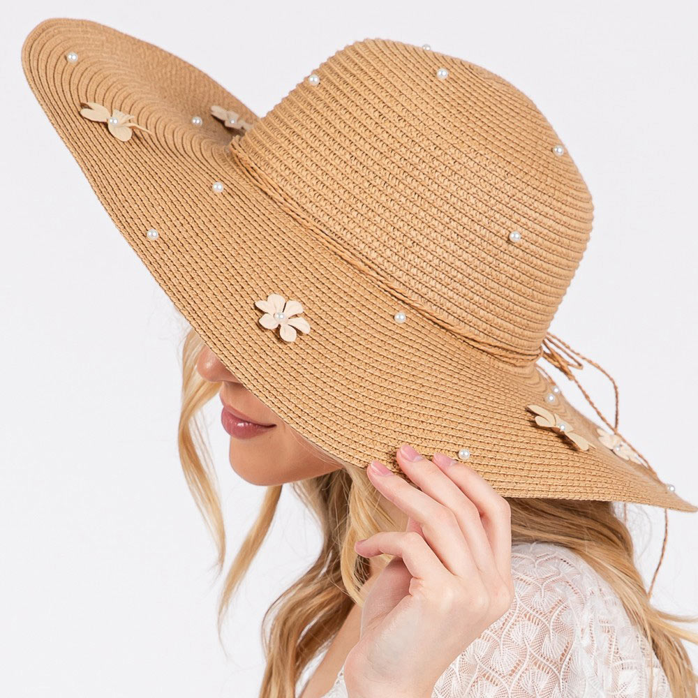 Daisy Pearl Deco Wide Floppy Sun Hat