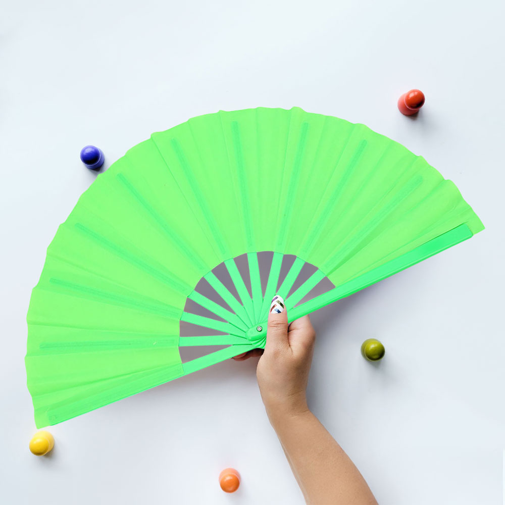 Neon Color Folding Line Dance Hand Fan